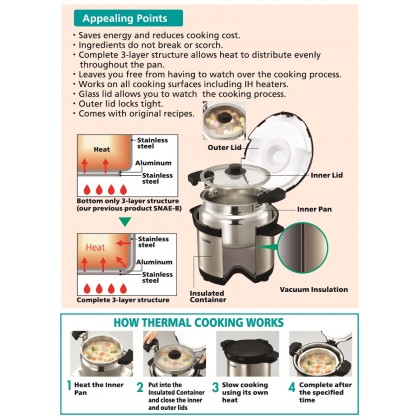 ZOJIRUSHI 6L/8L STAINLESS STEEL THERMAL VACUUM COOKING POT - SN-XAE-XA
