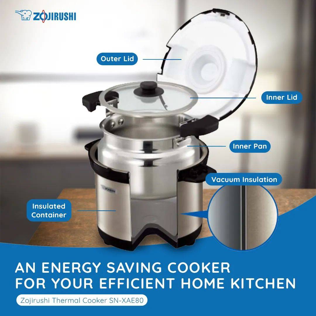 ZOJIRUSHI 6L/8L STAINLESS STEEL THERMAL VACUUM COOKING POT - SN-XAE-XA