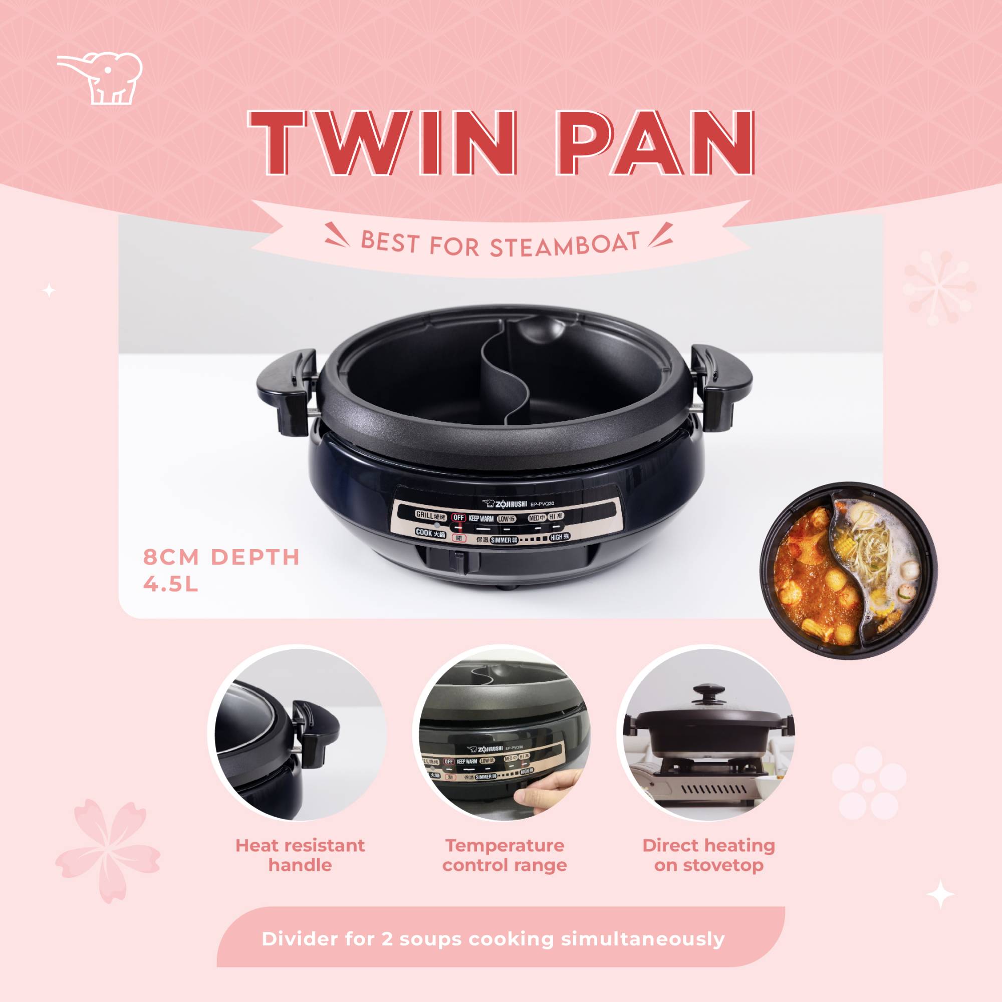 ZOJIRUSHI ELECTRIC MULTI-PURPOSE PAN - EP-PVQ30