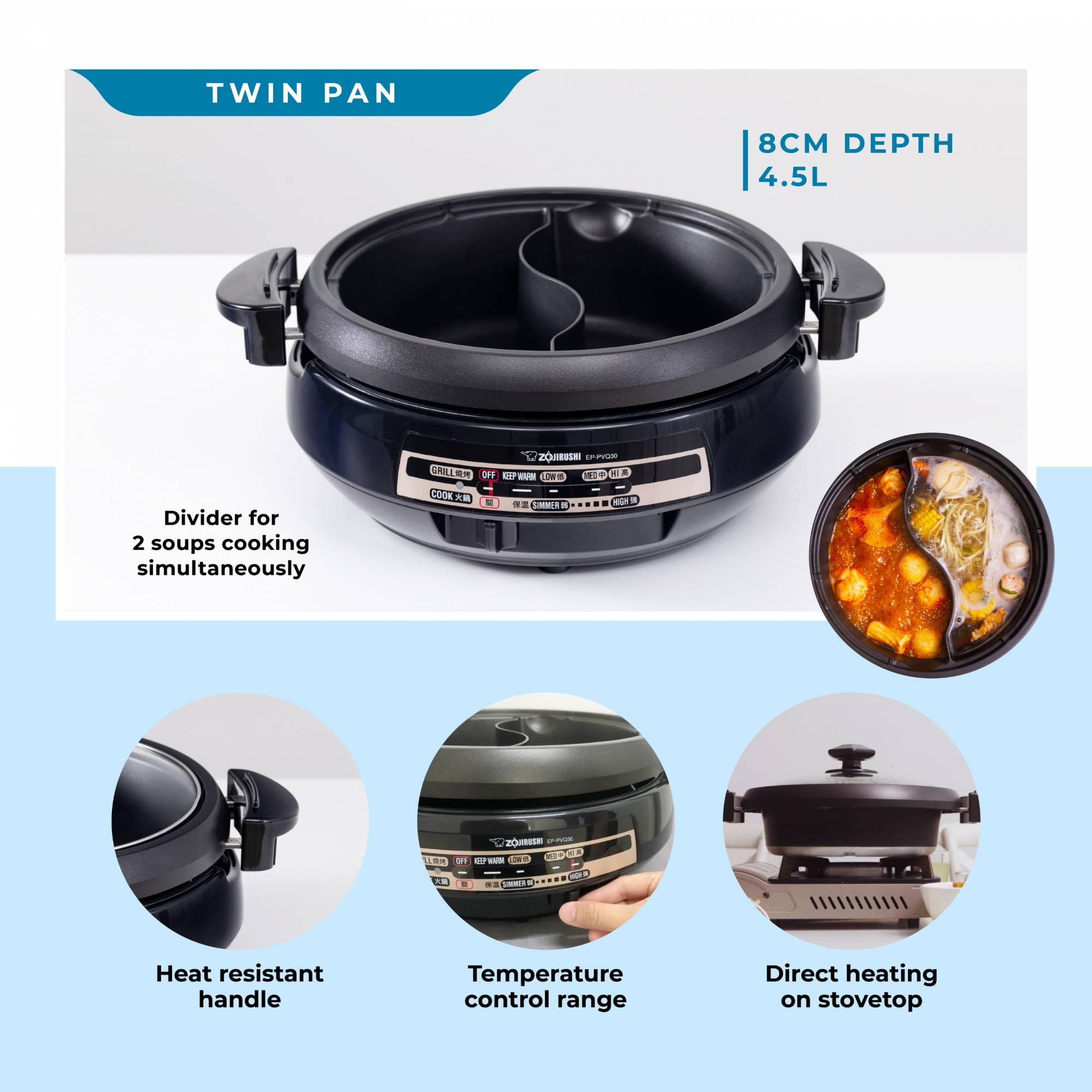 ZOJIRUSHI ELECTRIC MULTI-PURPOSE PAN - EP-PVQ30